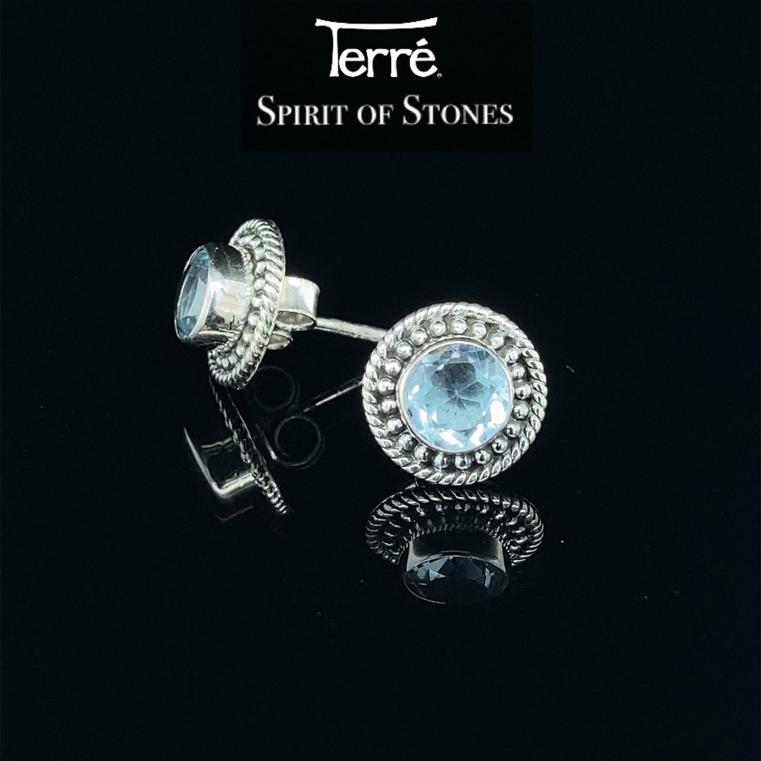 B-stock Topas Studs Blue Gemstone Ear Stud Earrings Stud - Etsy UK