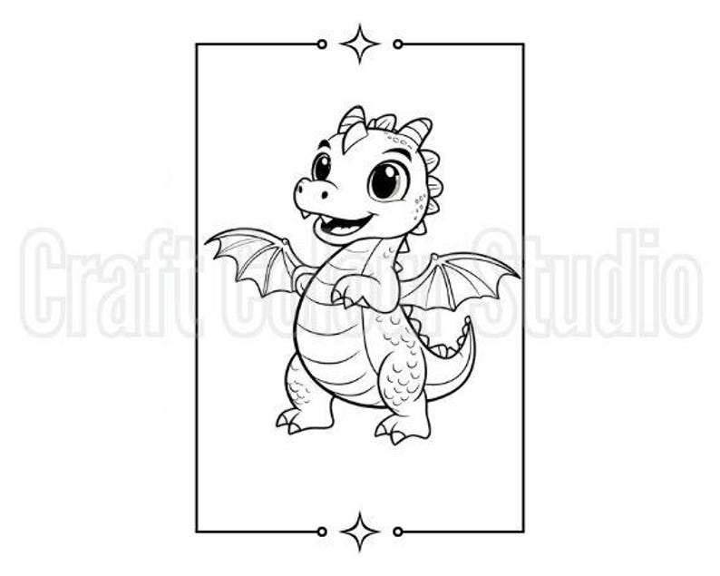 Cute Dragons Printable Colouring Pages - Etsy