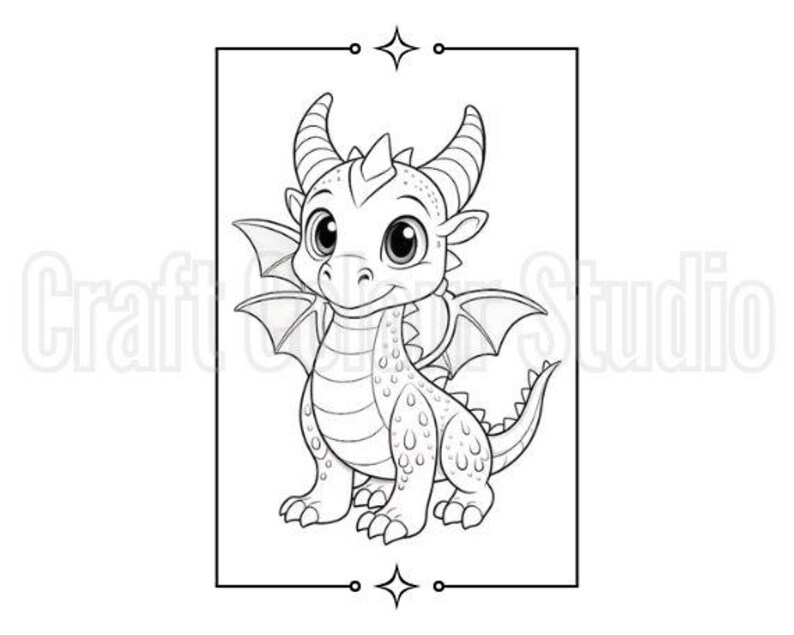 Cute Dragons Printable Colouring Pages - Etsy