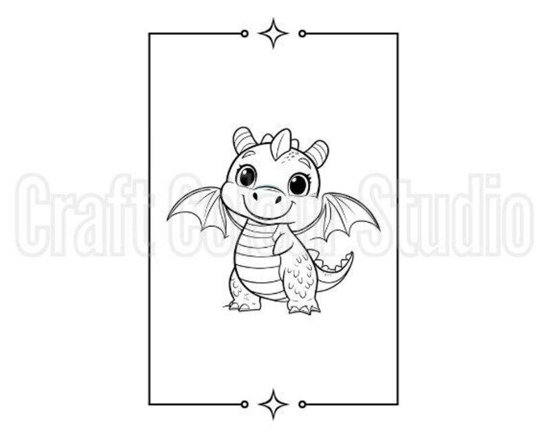 Cute Dragons Printable Colouring Pages - Etsy