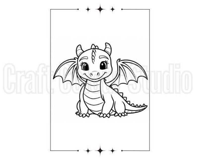 Cute Dragons Printable Colouring Pages - Etsy