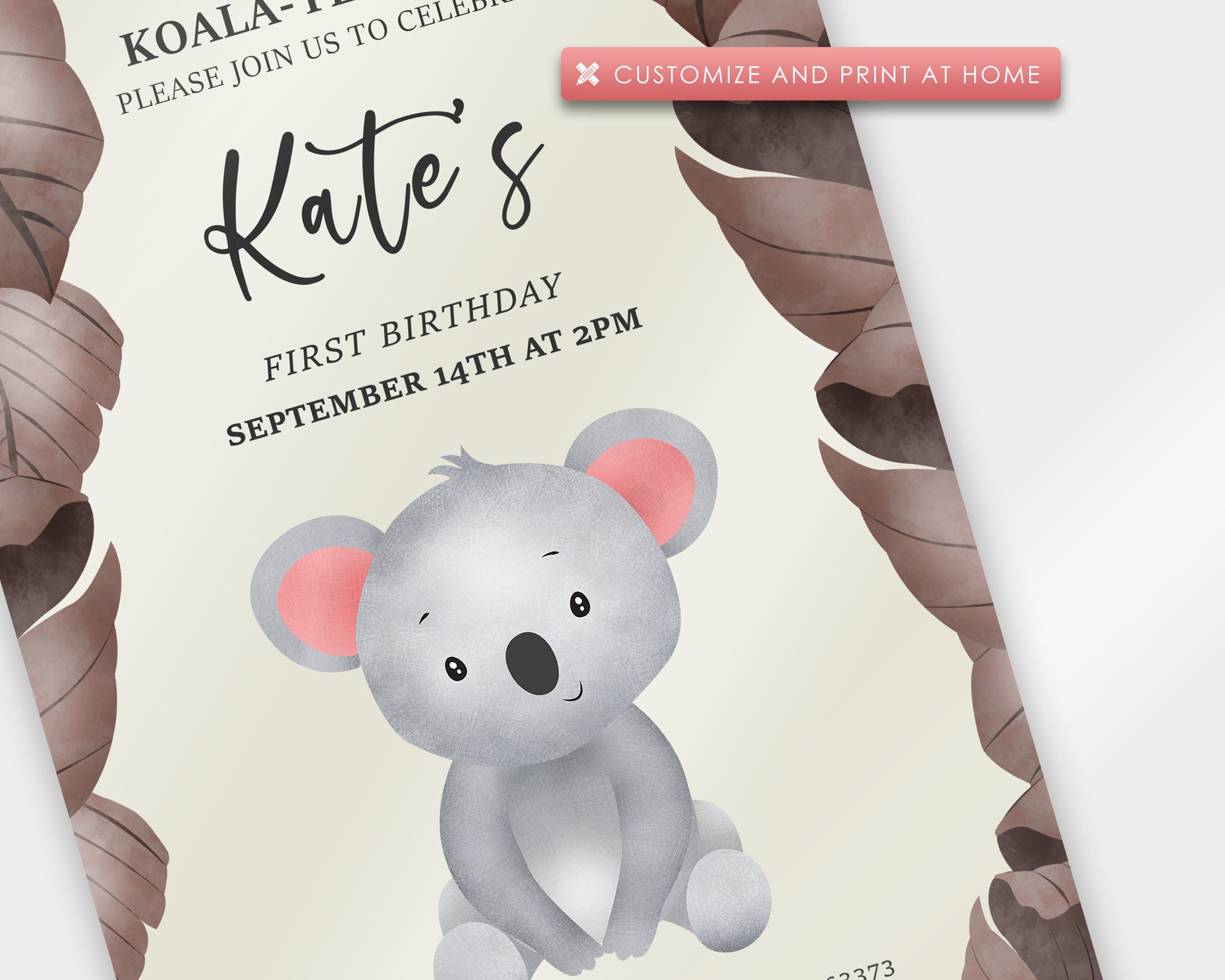 Digital Baby Koala Party Invitation - Etsy