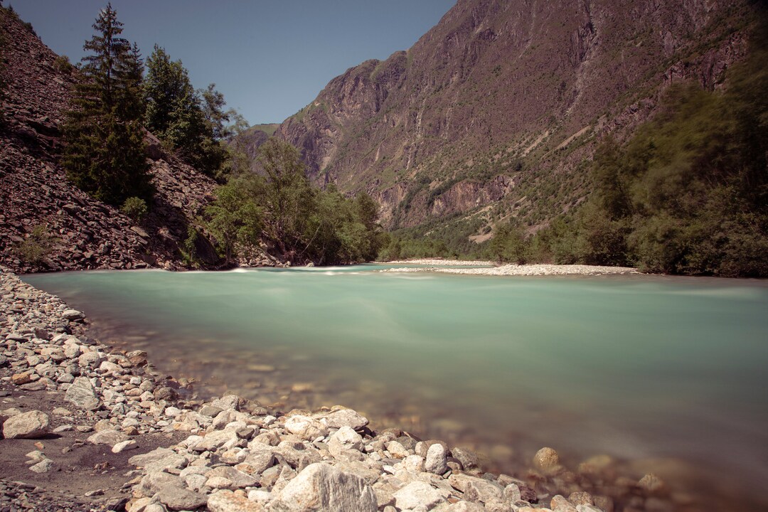 Turquoise Mountain River French Alps. Water Landscape Photography ...