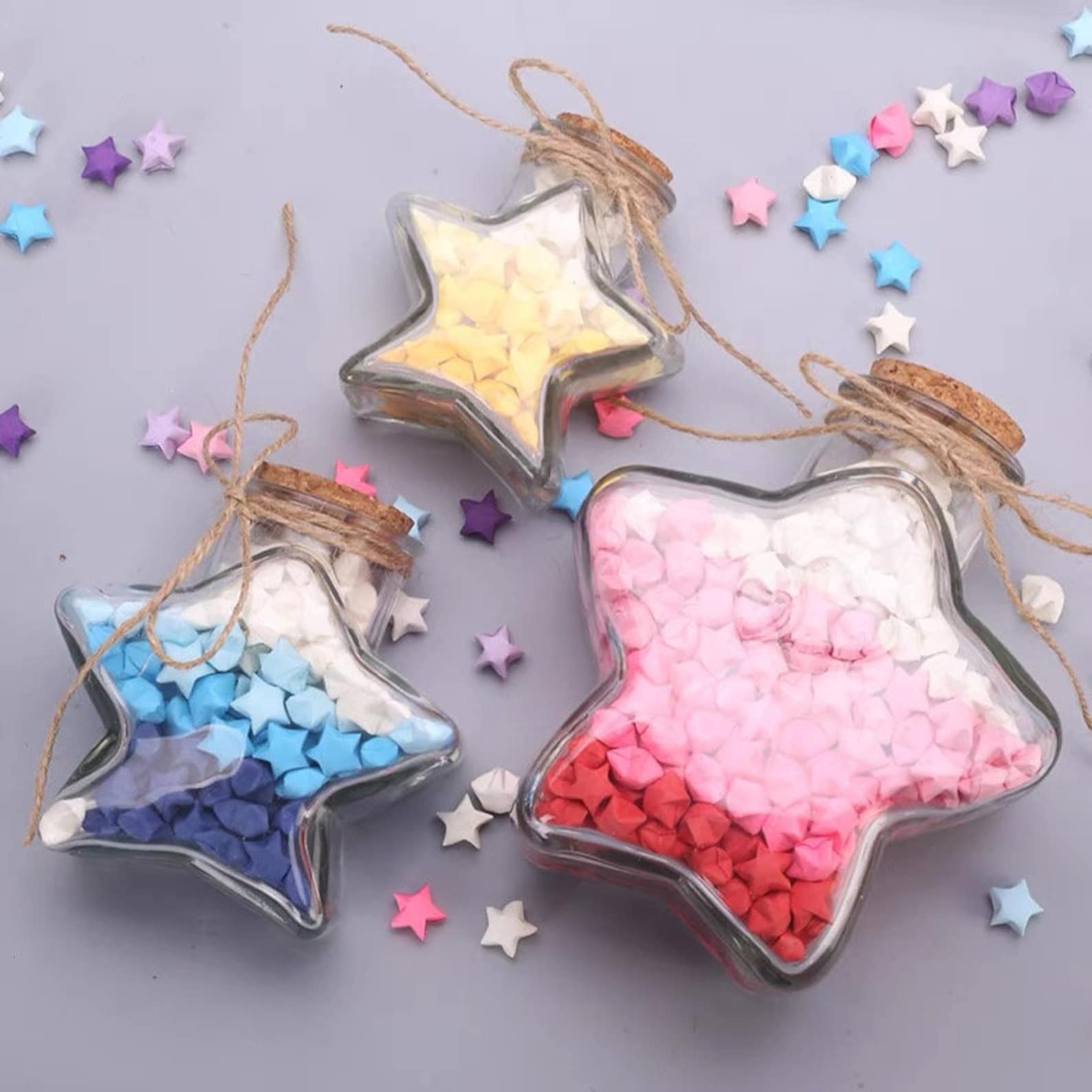 Star Shape Glass Wish Bottle Container Home Display DIY Supply Craft ...