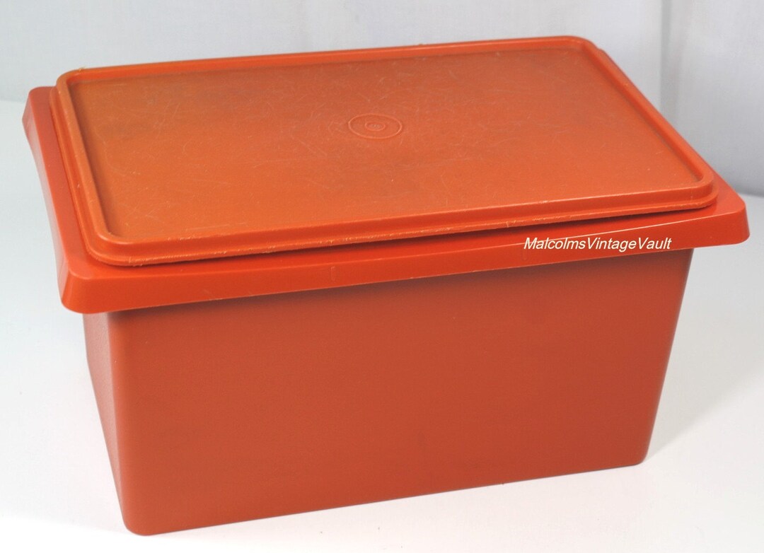 Vintage 1970's tupperware Orange Color Bead Box - Etsy