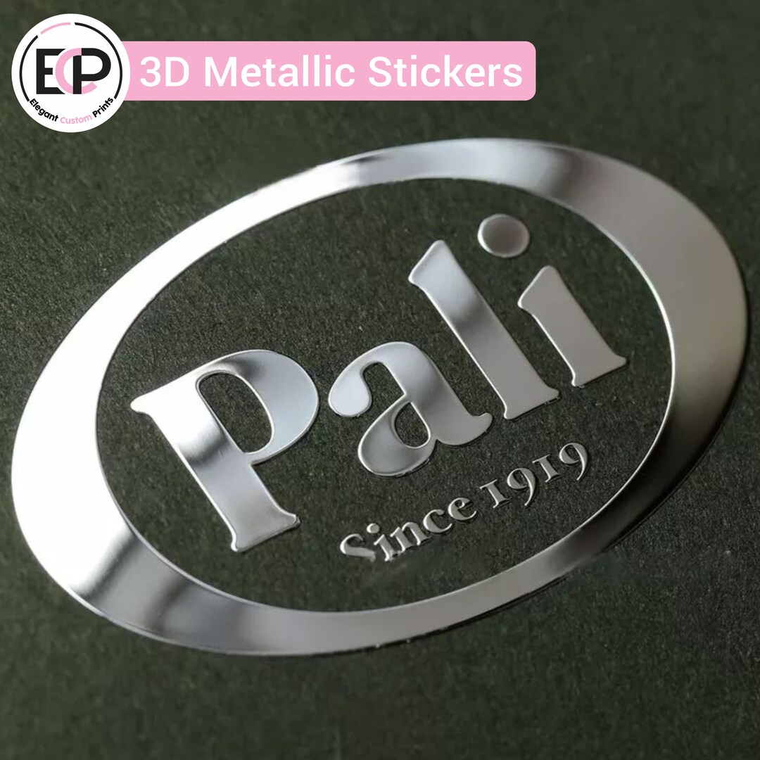 Custom 100 Pcs 3D Silver Metallic Transfer Sticker for Cosmetic Plastic ...
