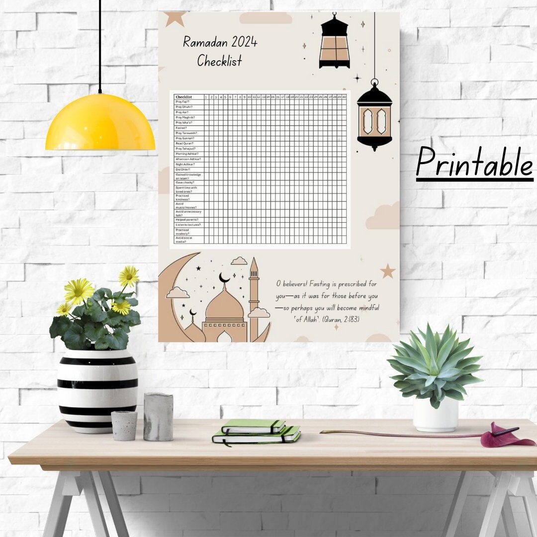 Ramadan Checklist, 2024, Template, Printable, Check List, Calendar ...