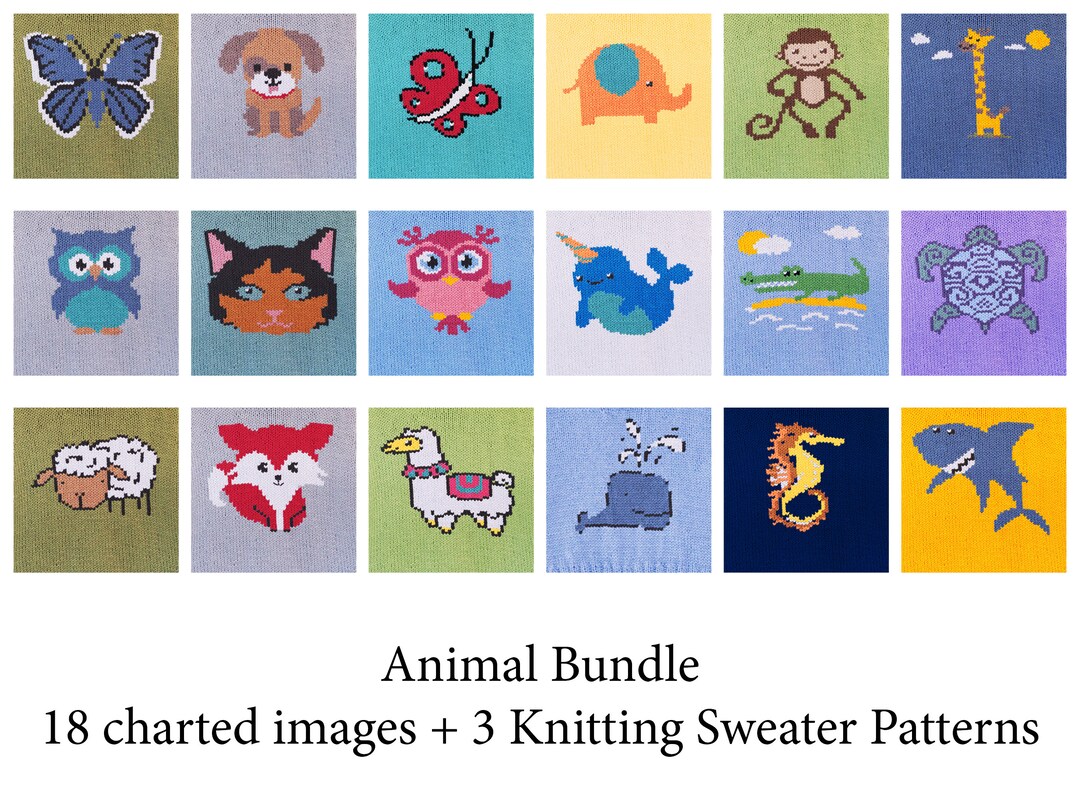 Animal Intarsia Charted Graphed Picture and Knitting Pattern - Etsy
