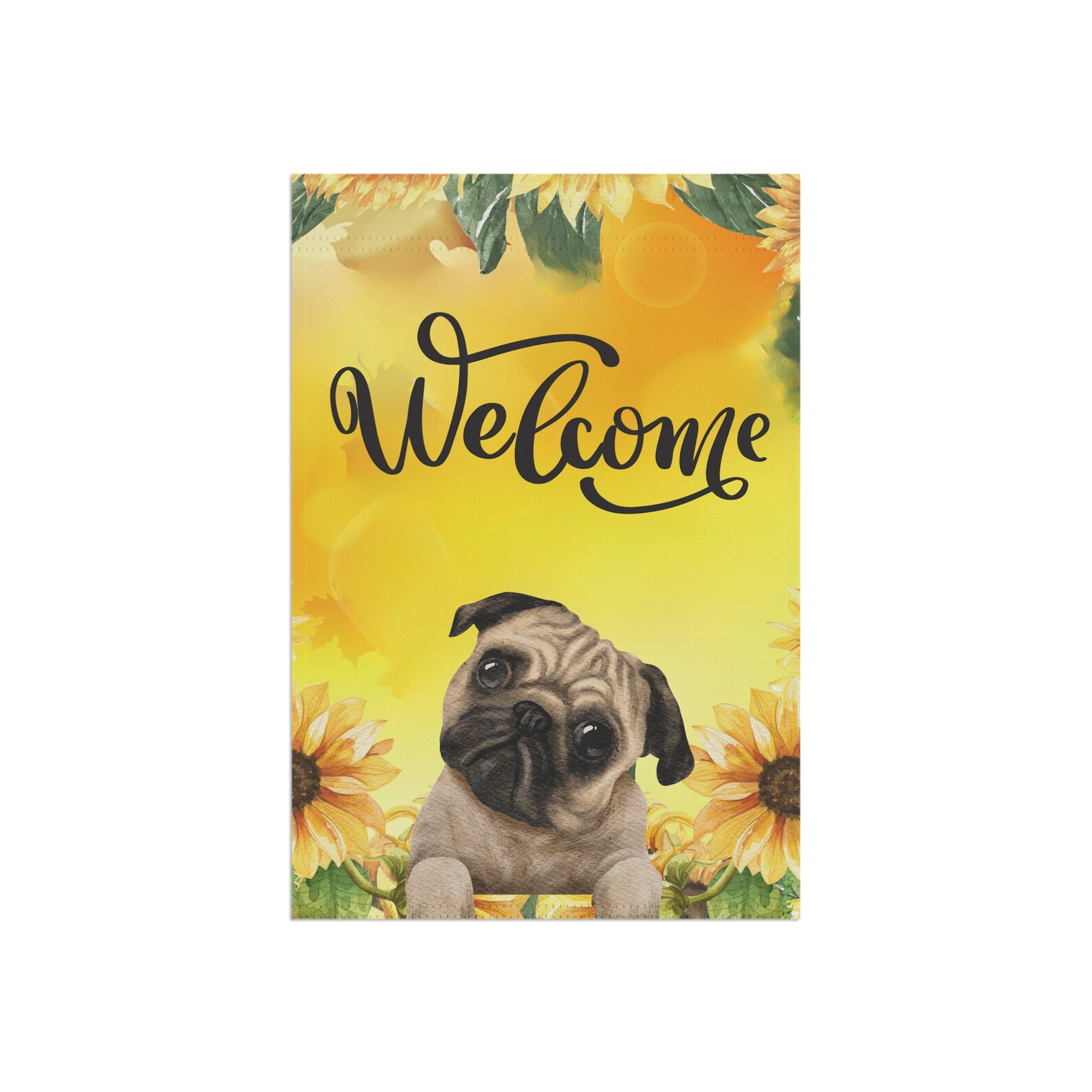 Welcome Pug Flag, Sunflower Flag, Pug Garden Flag, Pug Lover Gift, Fall ...
