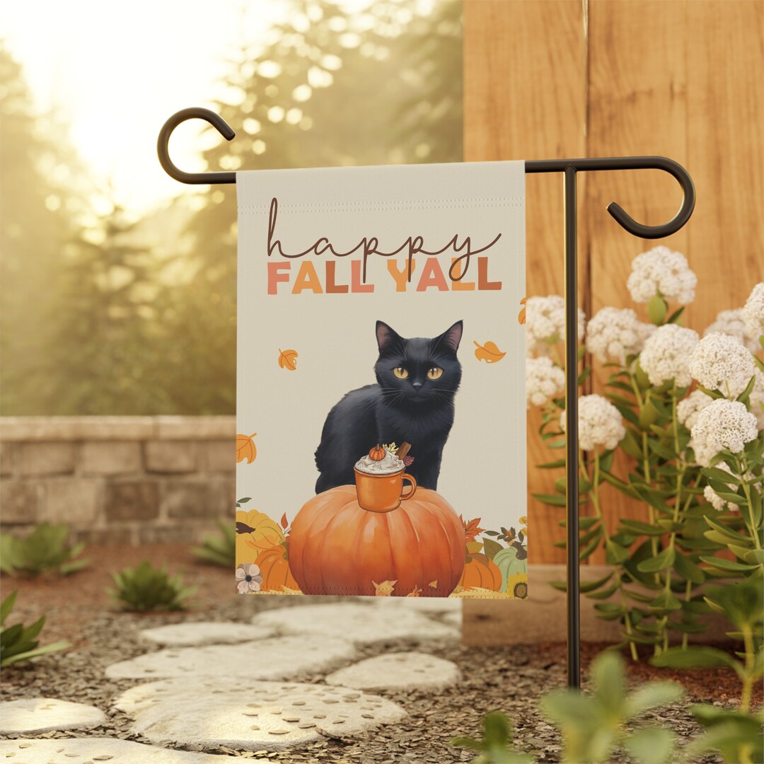 Black Cat Fall Flag Black Cat Flag Cat Flag Happy Fall - Etsy