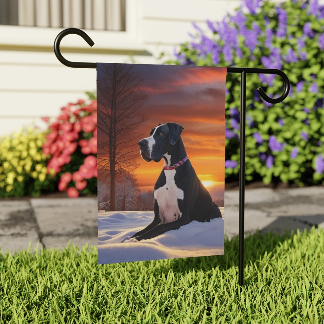 Great Dane Garden Flag, Great Dane Flag, Winter Garden Flag, Great Dane ...