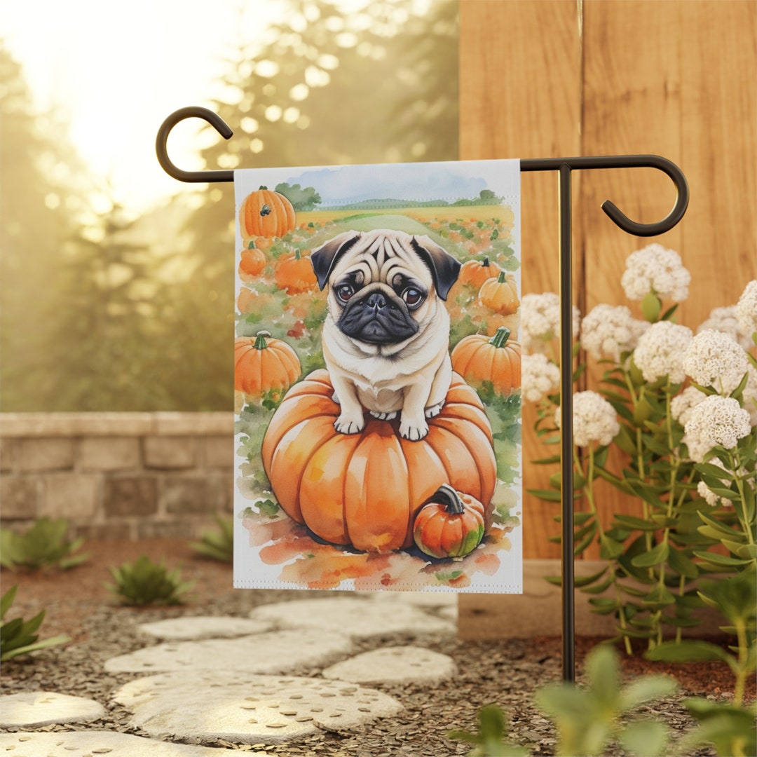 Halloween Pug Flag, Happy Halloween Flag, Pug Garden Flag, Pug Lover ...