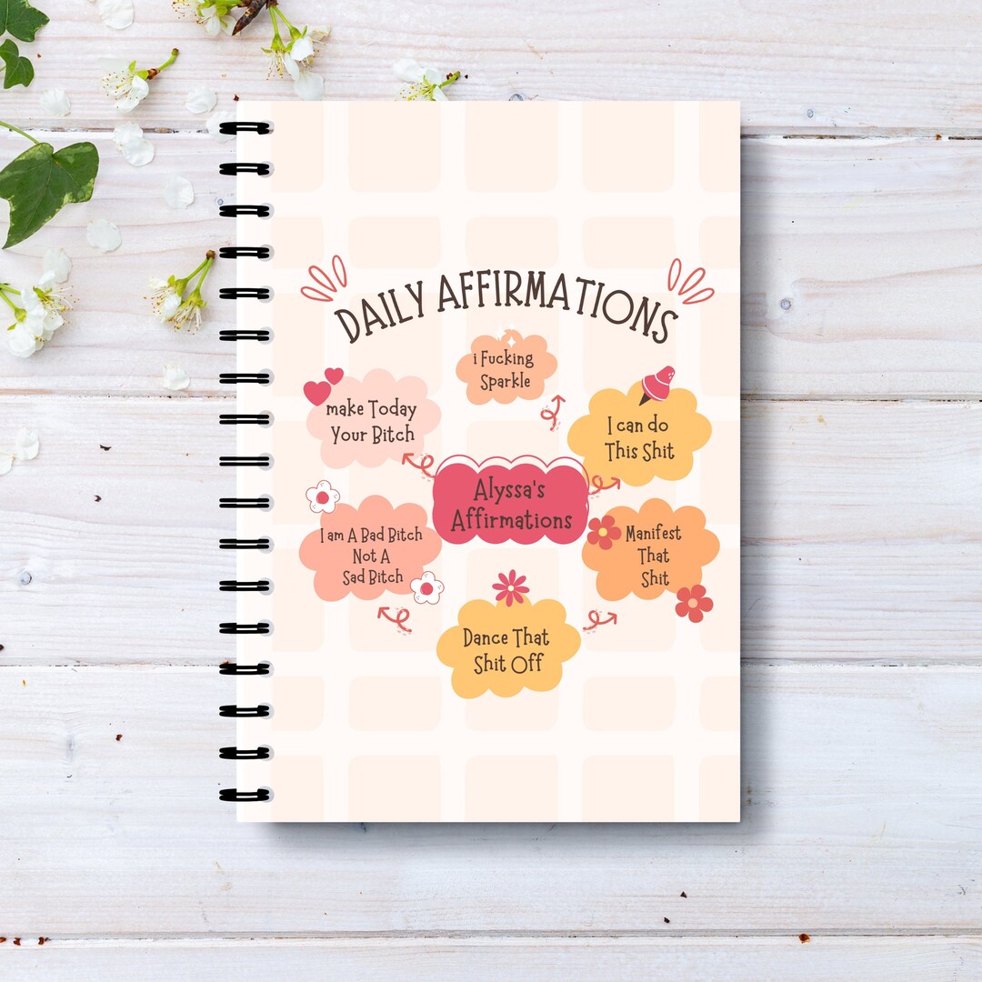 Personalized Swear Affirmations Spiral Notebook, Funny Affirmations ...