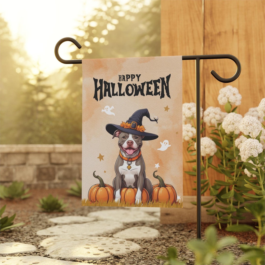 Fall Pit Bull Flag, Gift for Pit Bull Mom, Halloween Pit Bull Flag, Pit ...