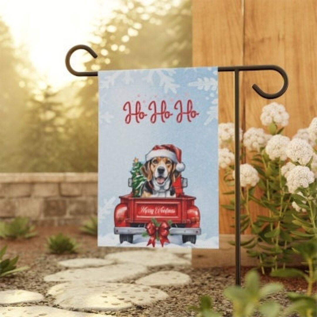 Christmas Beagle Flag, Beagle Garden Flag, Beagle House Decor, Beagle ...