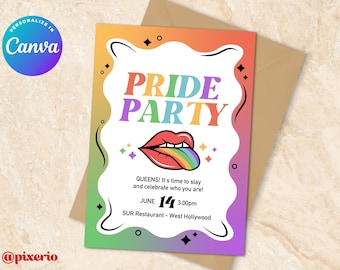 Pride Party Invitation, LGBTQ Party Invite, Pride, Rainbow, Invitation ...