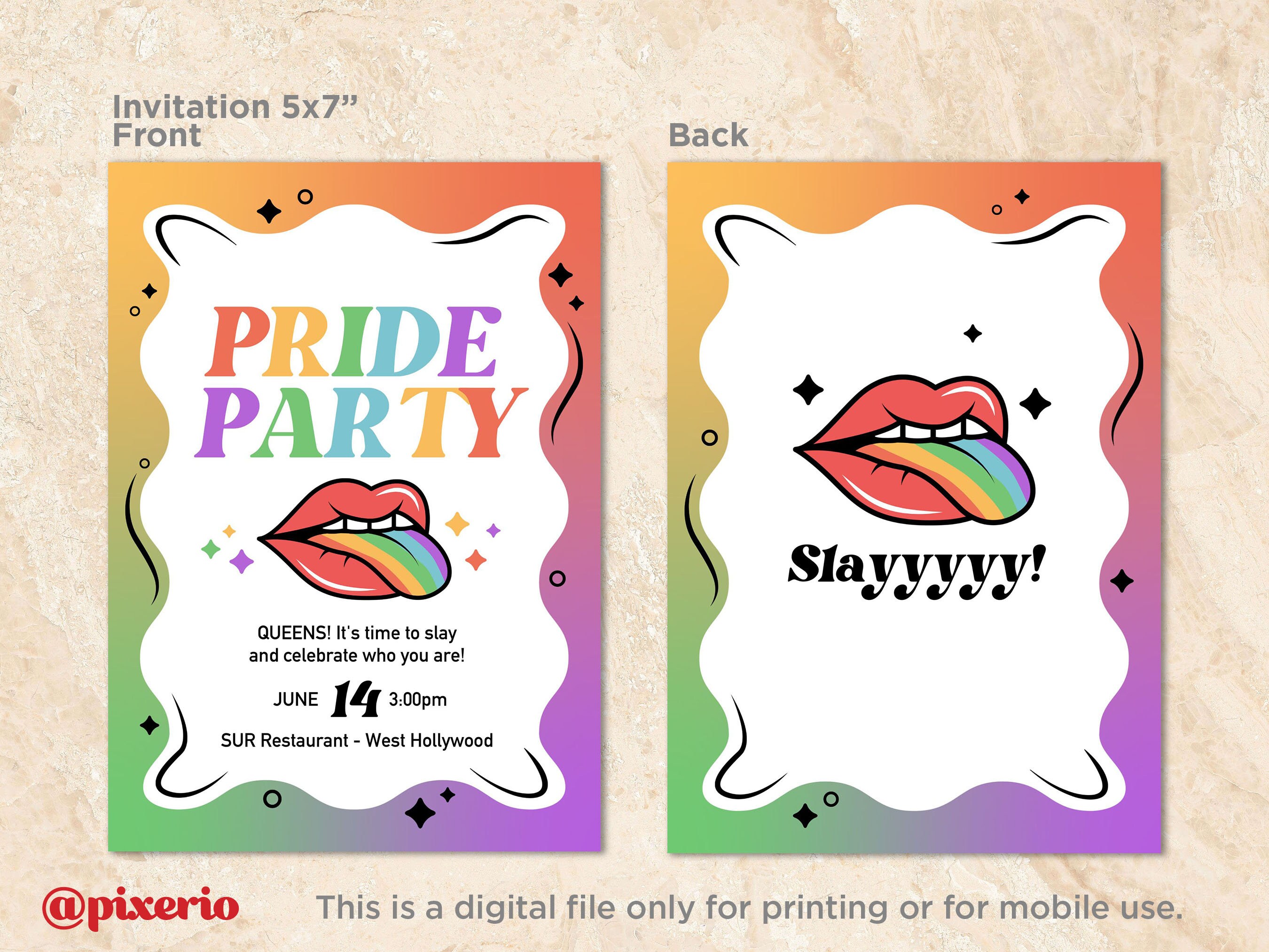 Editable Pride Party Invitation LGBTQ Party Rainbow Wave Invite Canva ...
