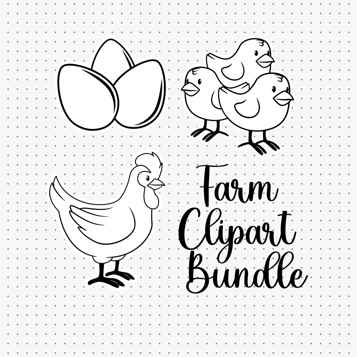 Farm Animal, Chicken Clipart SVG PNG File Instant Download - Etsy
