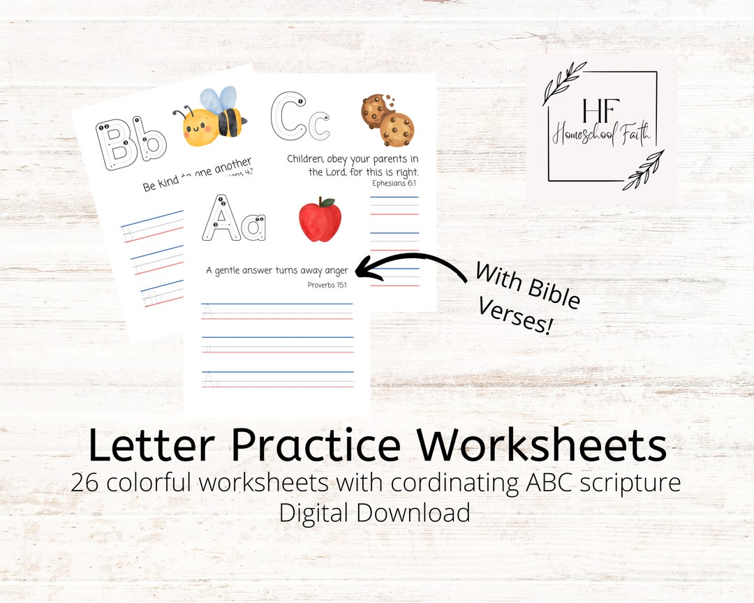 Handwriting Practice Worksheets With Bible Verses - Etsy