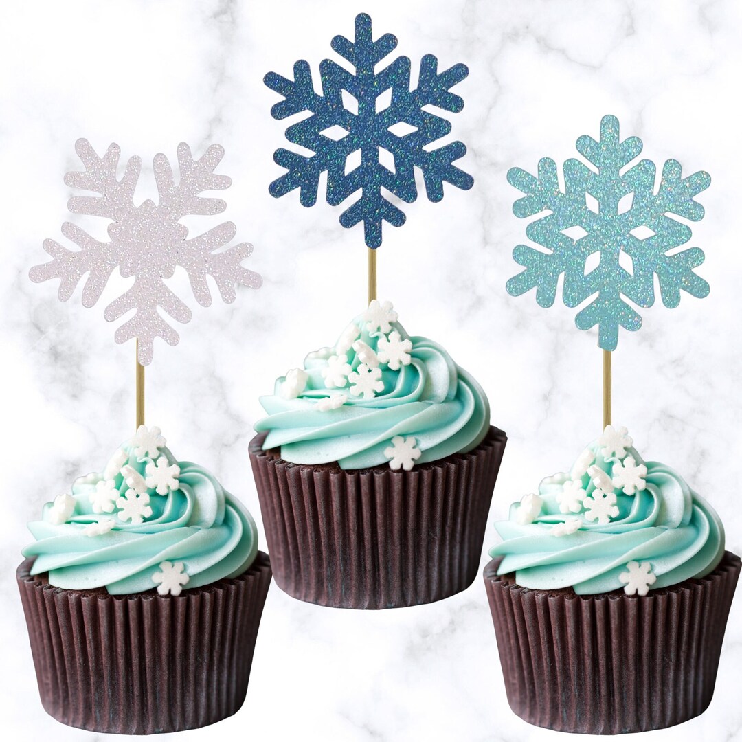 Snowflake Cupcake Picks Winter Cake Topper Pick Winter Party - Etsy