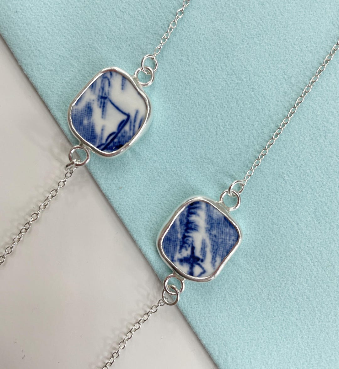 Handmade Blue Ceramic Pottery Bracelets Handcrafted With Broken Vintage ...