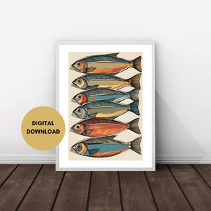 Retro Fish Art Print, Colorful Beach House Decor (digital Download) - Etsy