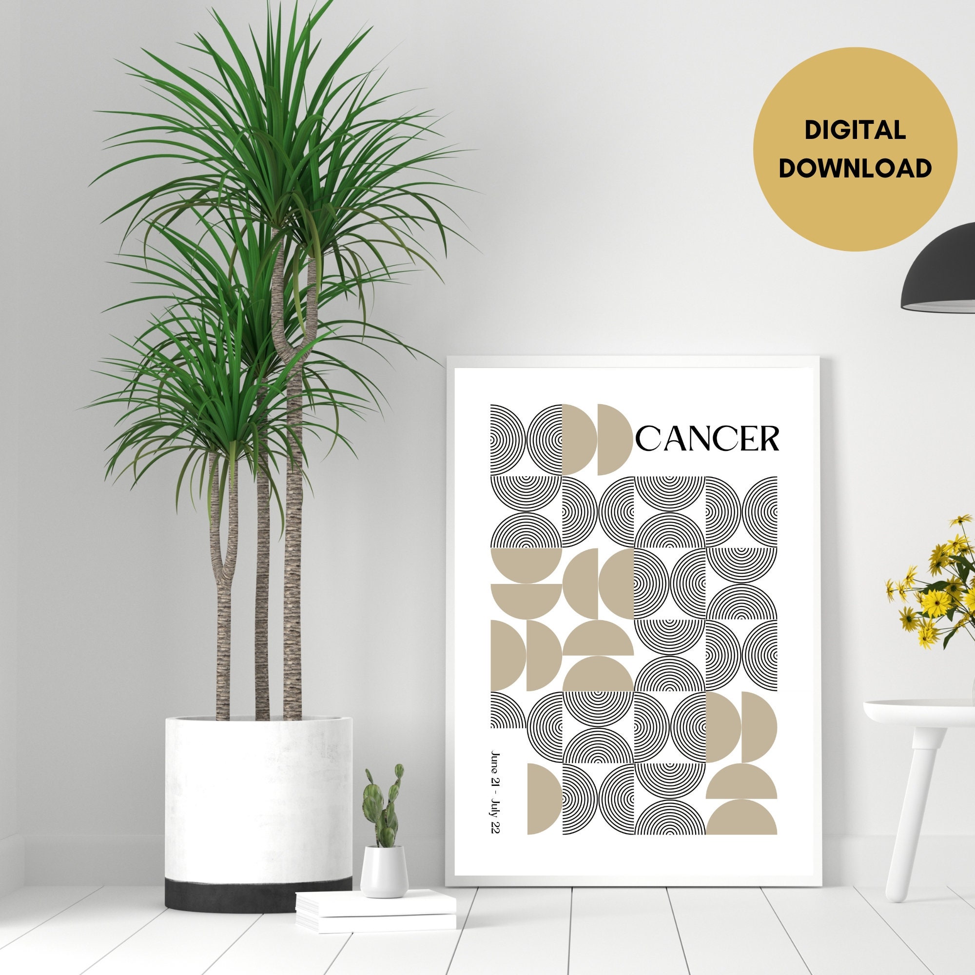 Cancer Zodiac Bauhaus Print, Digital Download, Cancer Zodiac Poster ...