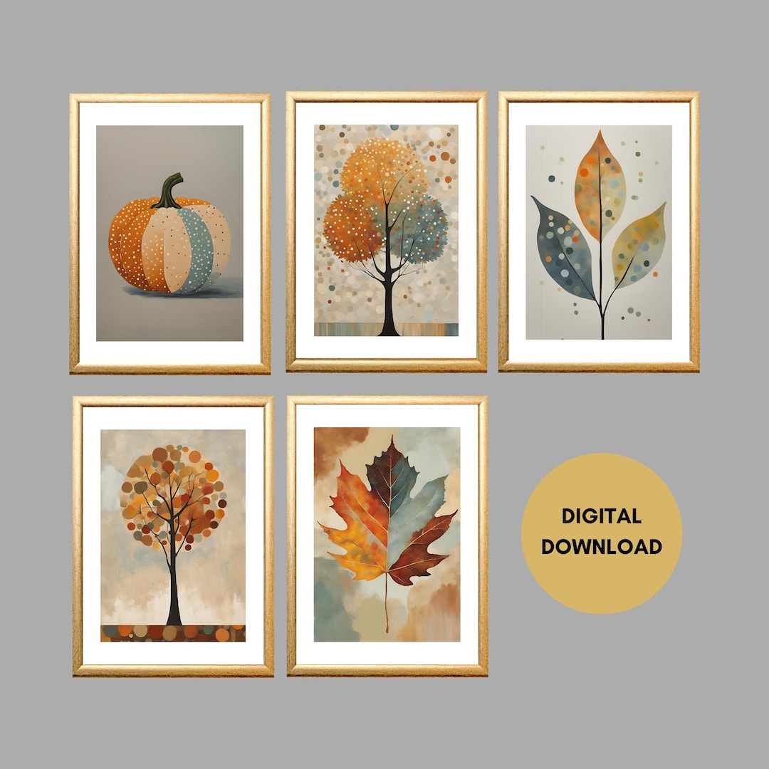 Autumn Wall Art, Set of 5, Digital Prints, Fall Wall Art, Autumn Wall ...