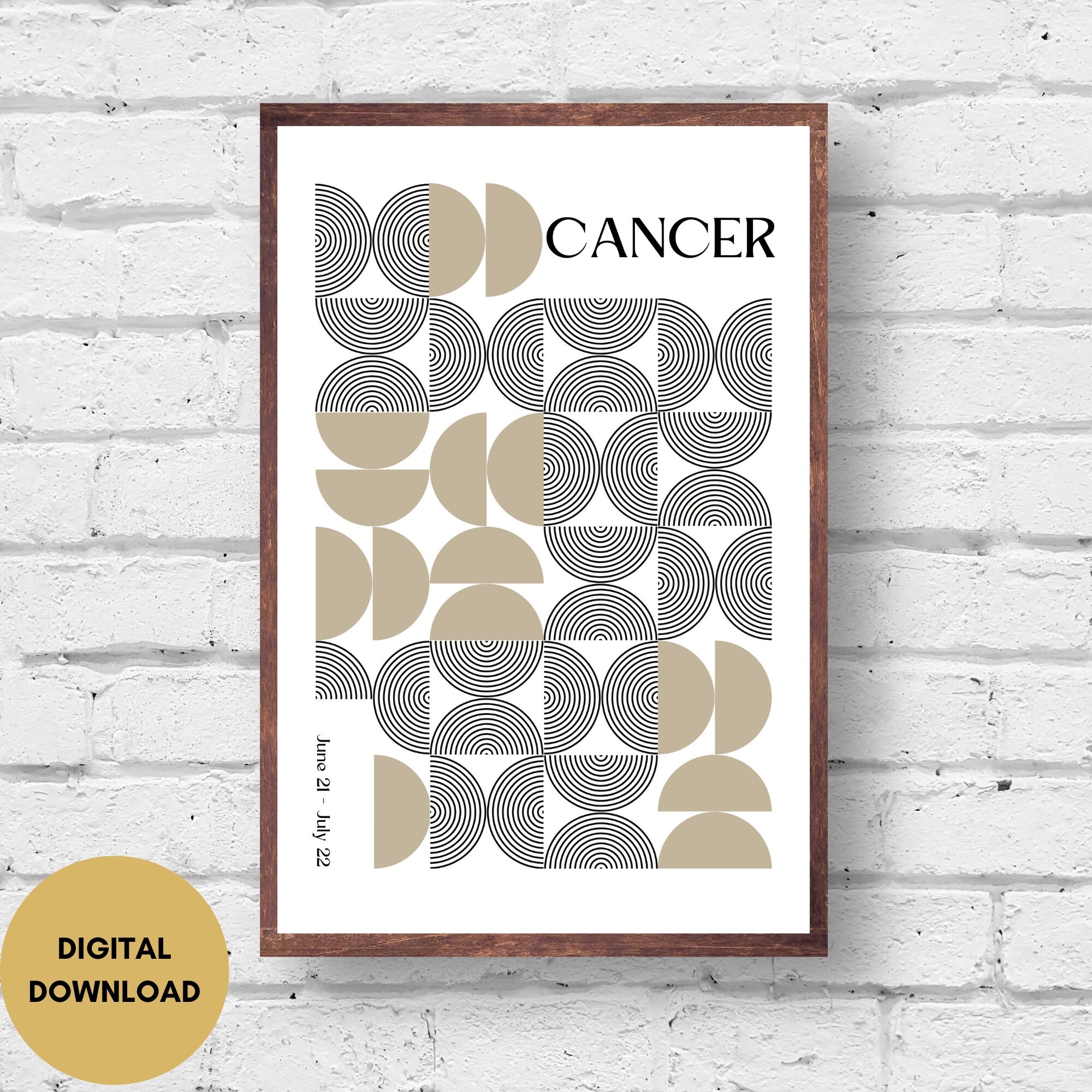 Cancer Zodiac Bauhaus Print, Digital Download, Cancer Zodiac Poster ...