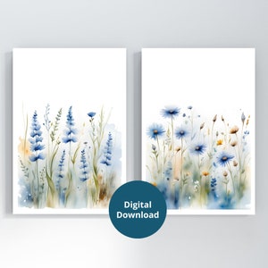 Watercolor Wildflower Prints Set of 2, Digital Download, Wildflower ...