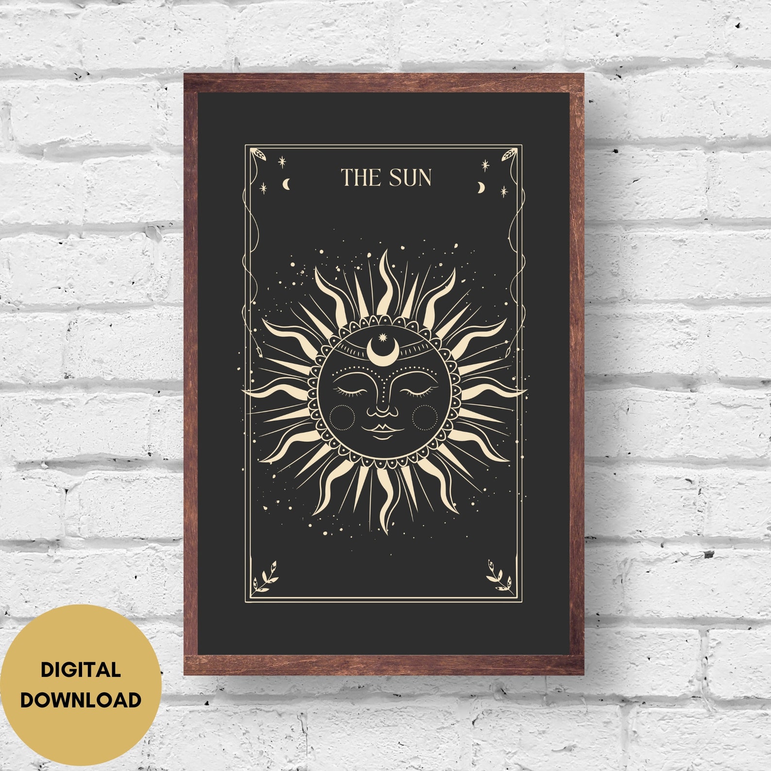 Tarot Wall Art Set, Tarot Card Sun and Moon, Digital Download, Sun and ...