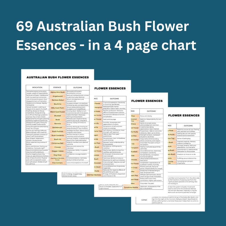 Bush Flower Essence Chart, Australian Bush Flower Essence Guide ...
