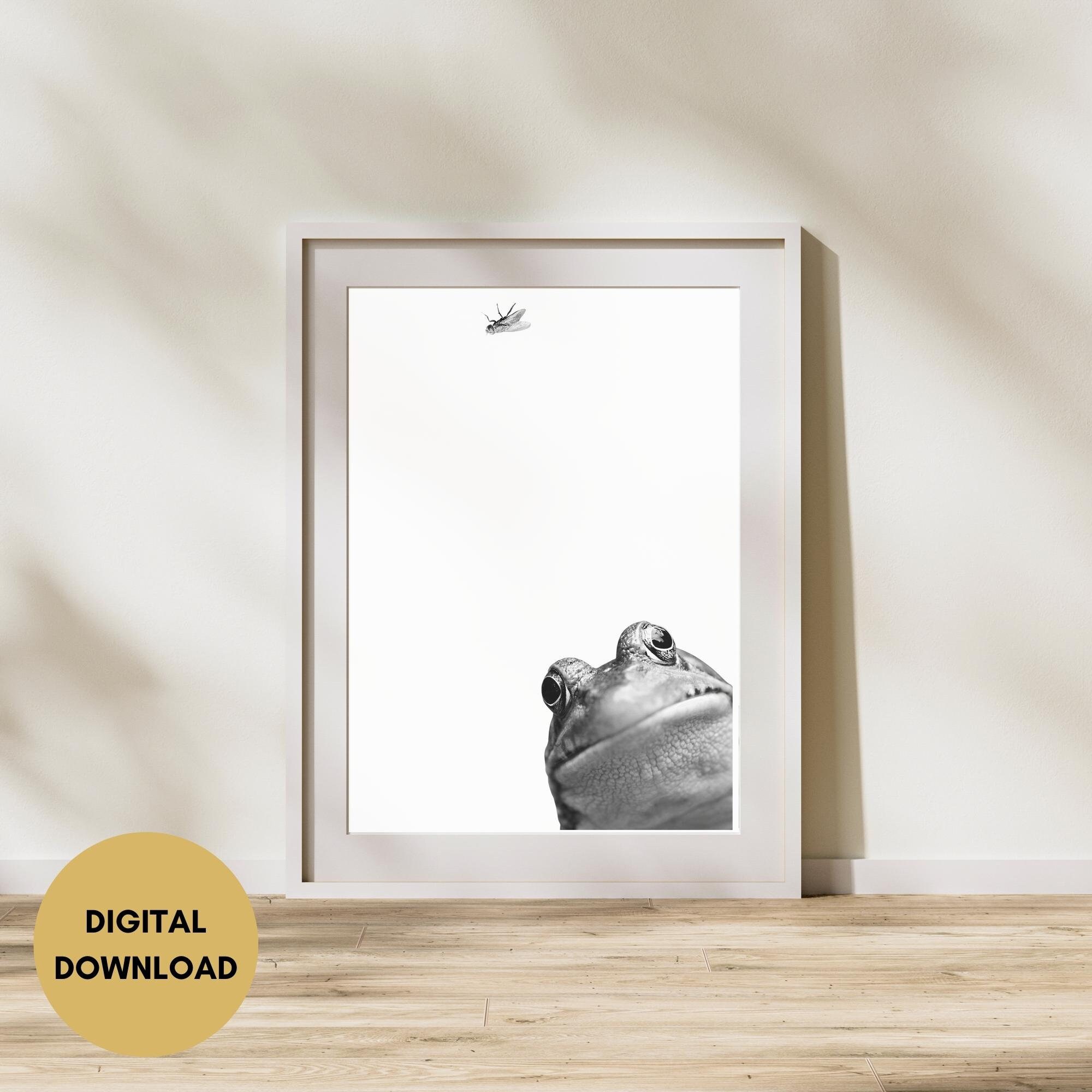 Frog and Fly Print, Digital Download, Black and White, Print, Frog ...