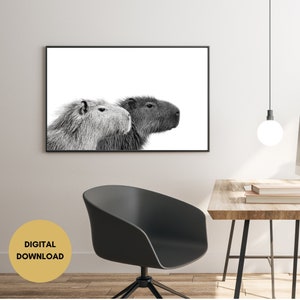 Capybara Print Digital Download, Cool Capybara Photo Black and White ...