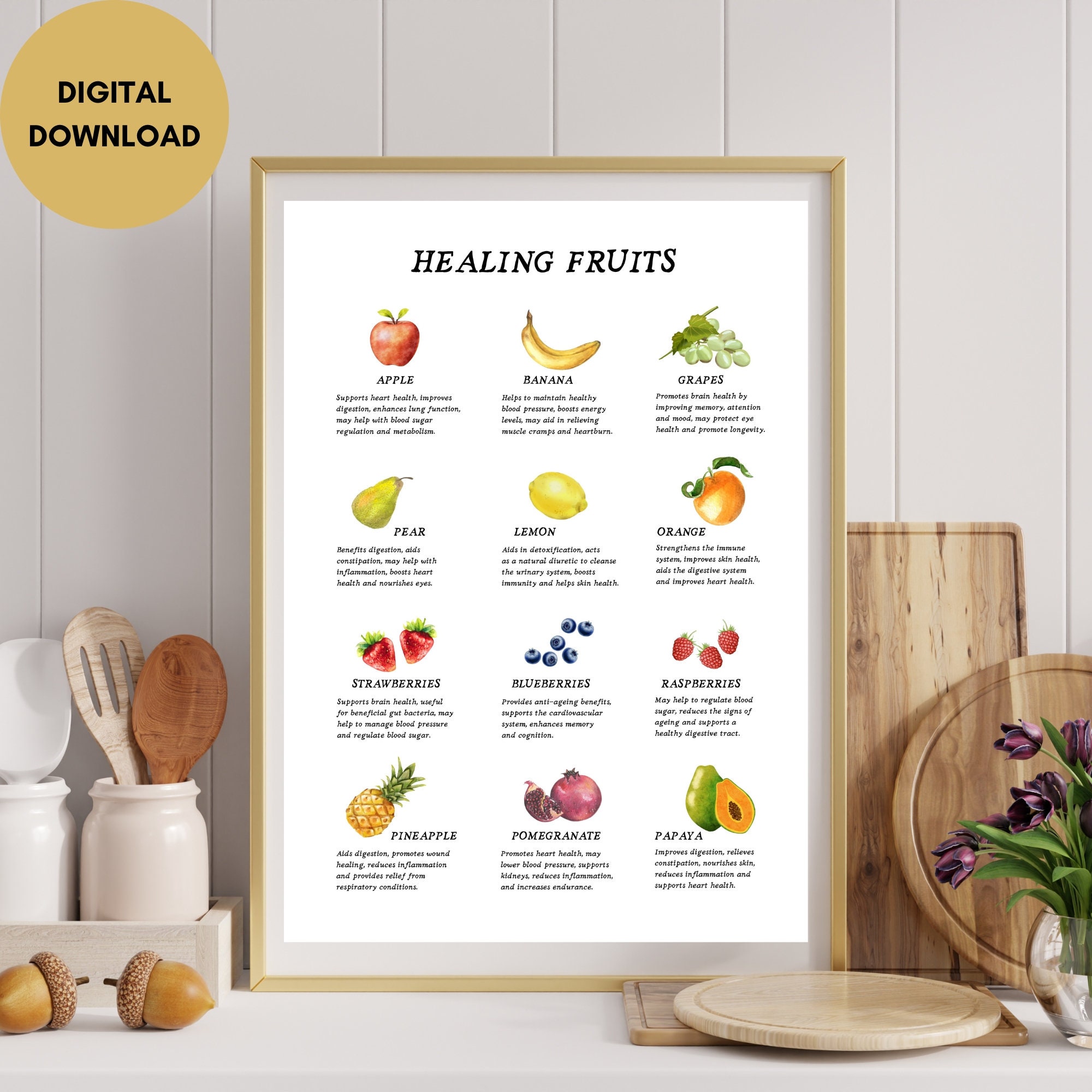 Fruit and Vegetable Print Set, Digital Download, Fruit and Veg Poster ...