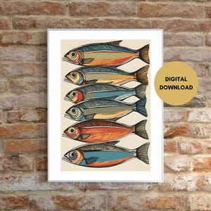 Retro Fish Art Print, Colorful Beach House Decor (digital Download) - Etsy