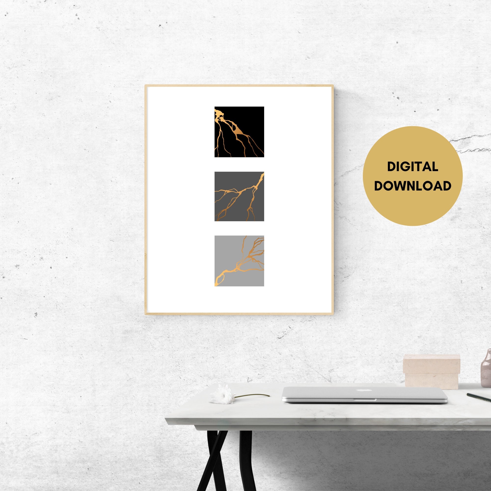 Kintsugi Wall Art Print Digital Download, Japanese Kintsugi Squares ...