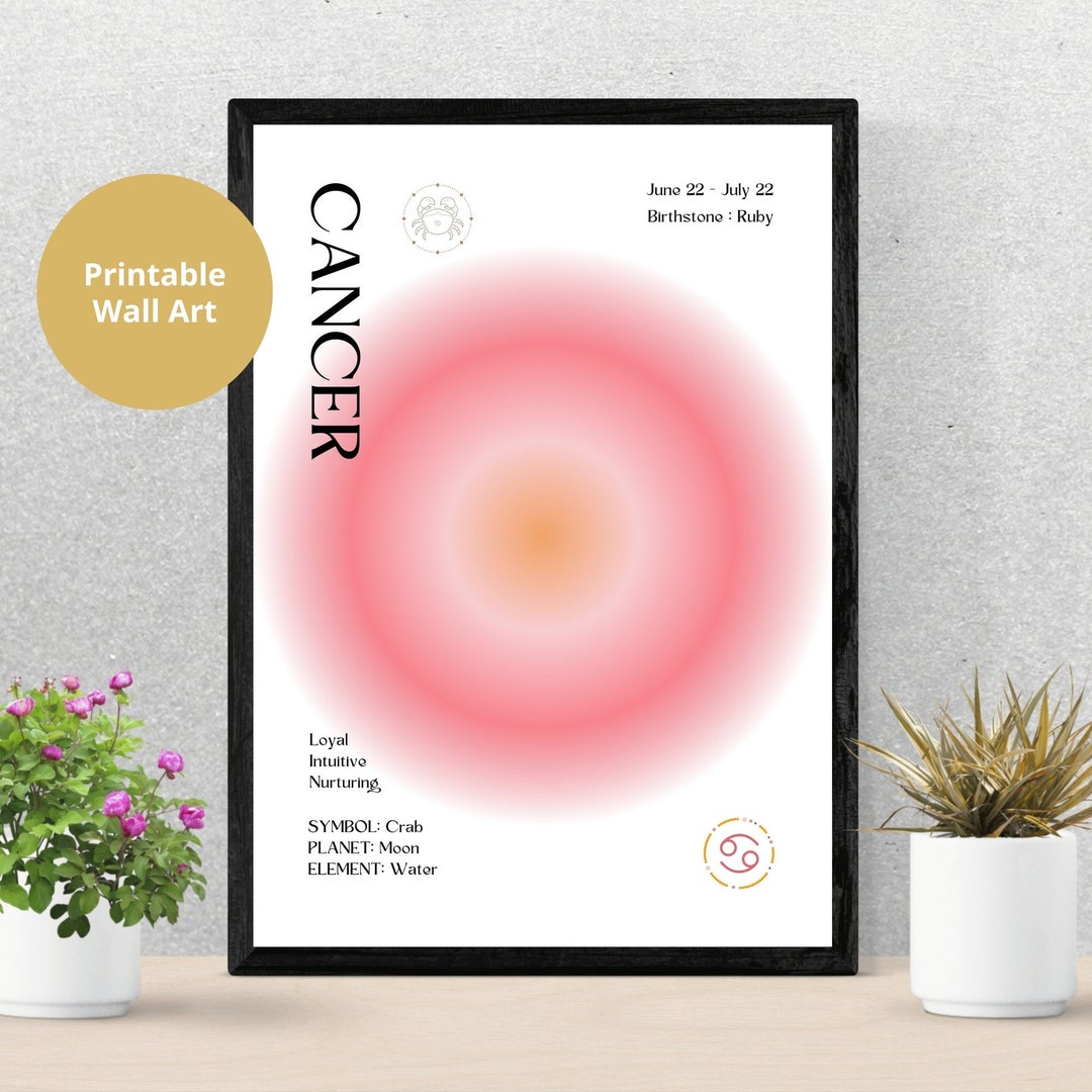 Cancer Aura Print Digital Download, Cancer Zodiac Poster, Astrology ...