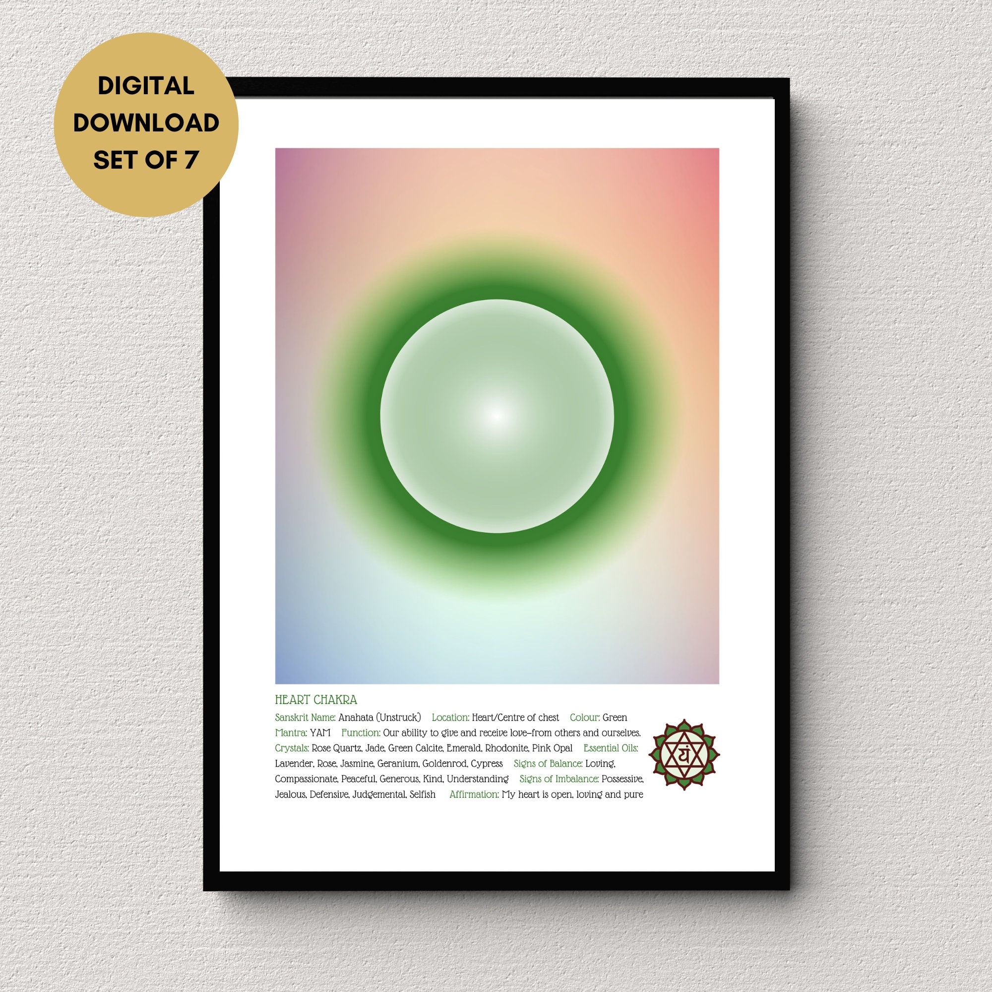 7 Chakra Poster Set, Digital Download, Chakra Print, Chakra Poster ...