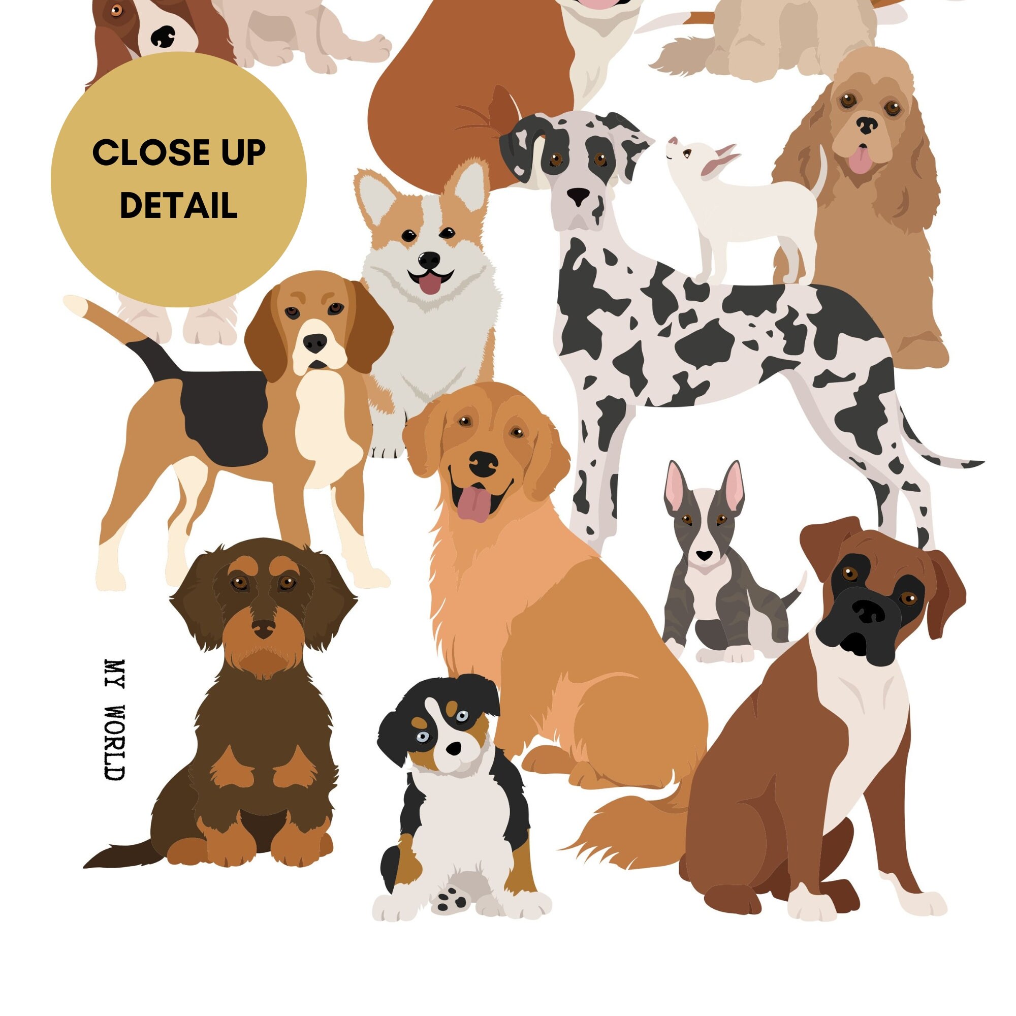 Dog Breeds Print, Digital Download, Dog Wall Art Print, Dogs ...