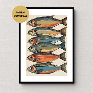 Retro Fish Art Print, Colorful Beach House Decor (digital Download) - Etsy