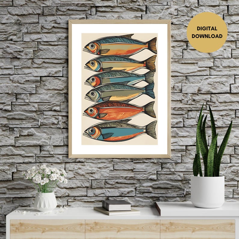 Retro Fish Art Print, Colorful Beach House Decor (digital Download) - Etsy