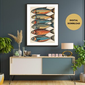 Retro Fish Art Print, Colorful Beach House Decor (digital Download) - Etsy