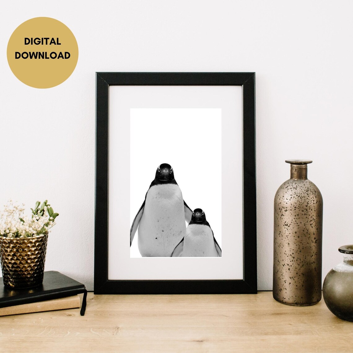 Penguin Printable, Digital Download, Black and White, Quirky, Digital ...