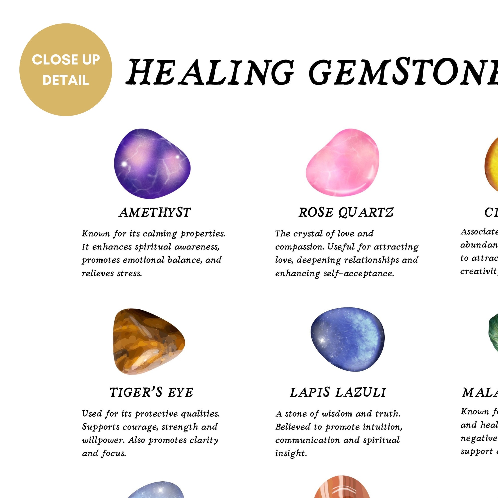 Healing Gemstones Print, Crystals Poster, Digital Download, Gemstone ...