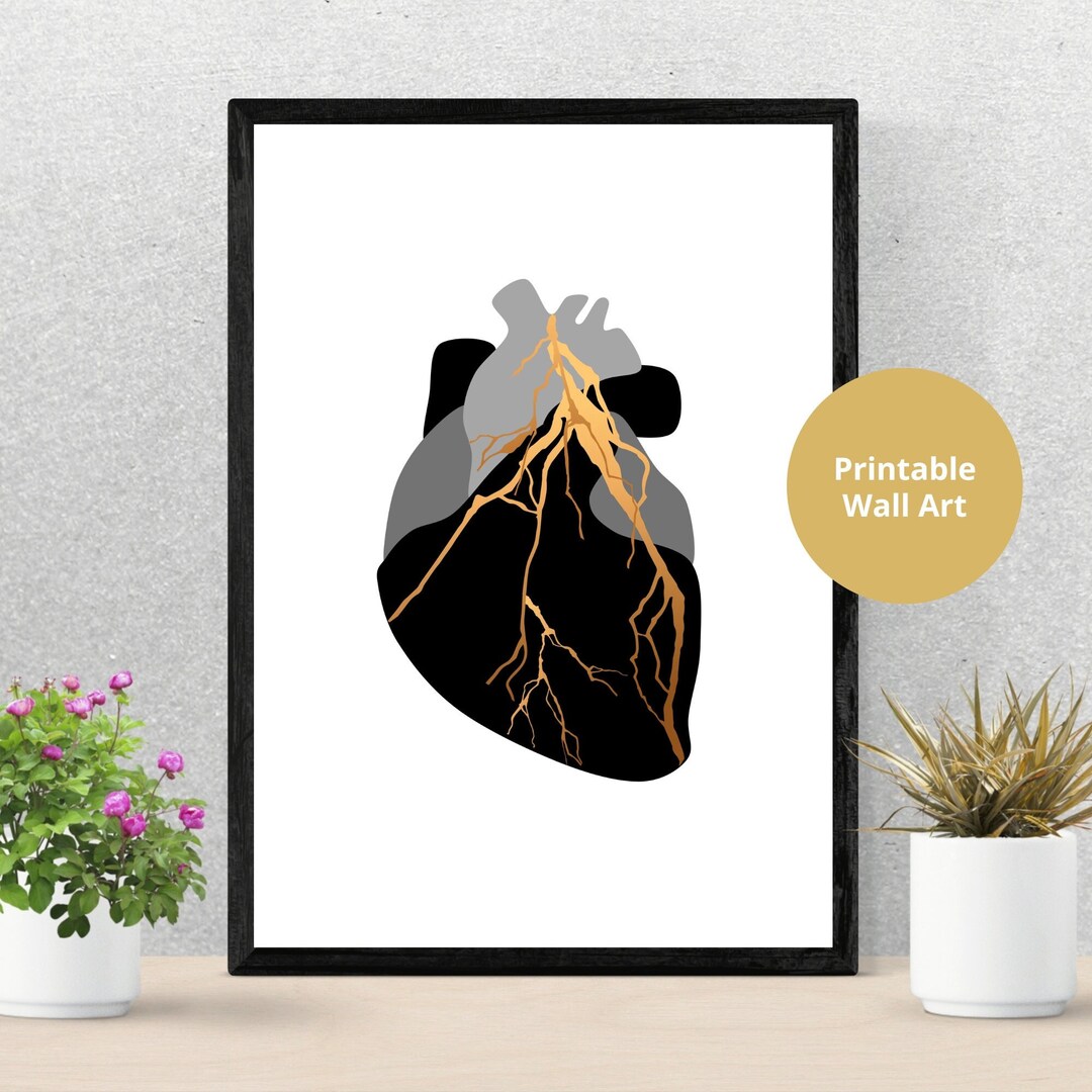 Kintsugi Heart Wall Art Print Digital Download, Japanese Kintsugi Heart ...