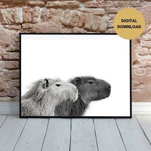 Capybara Print Digital Download, Cool Capybara Photo Black and White ...