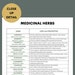 Medicinal Herb Guide, Digital Download, Herb Reference Guide, Herb ...