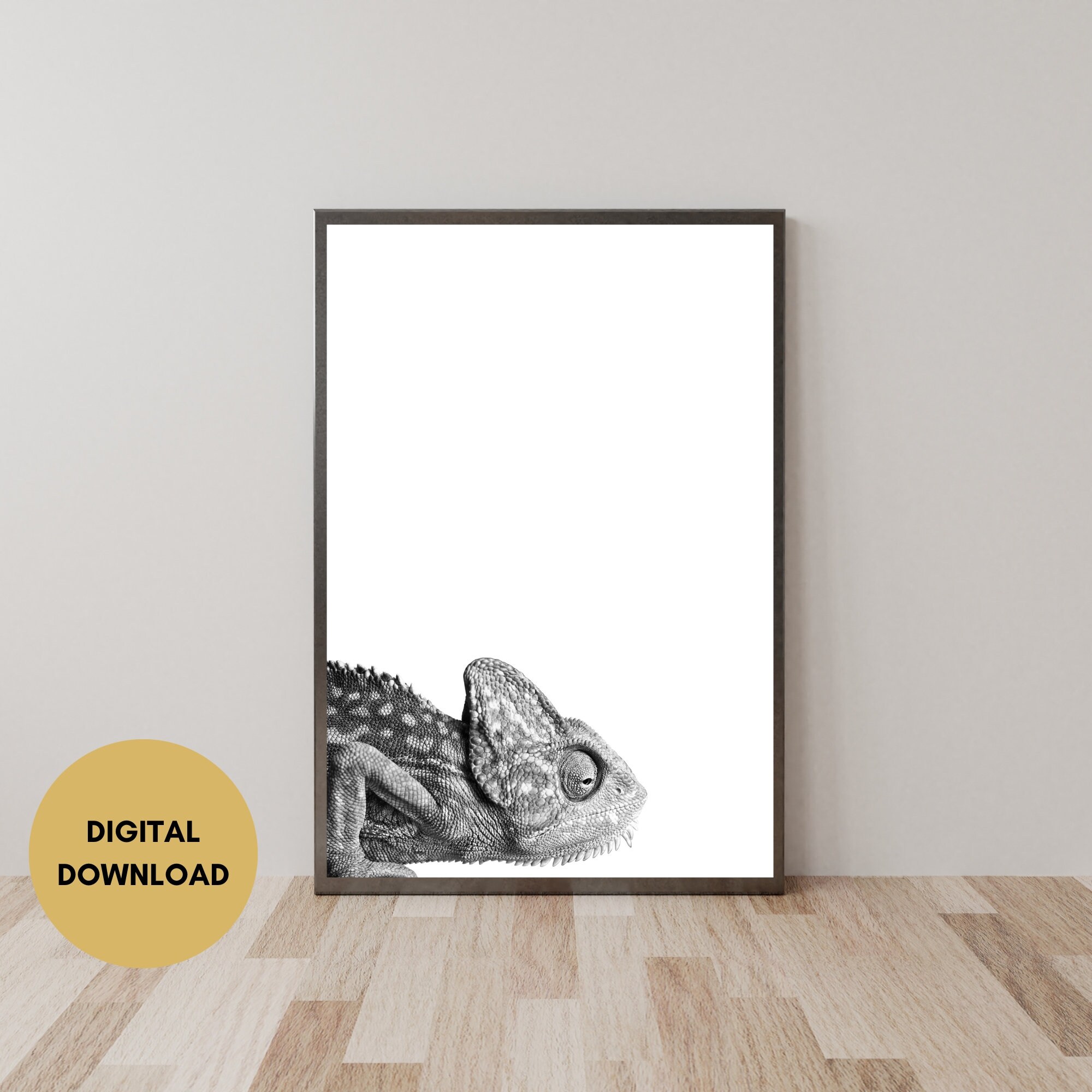 Chameleon Print, Black and White, Digital Download, Chameleon Photo ...