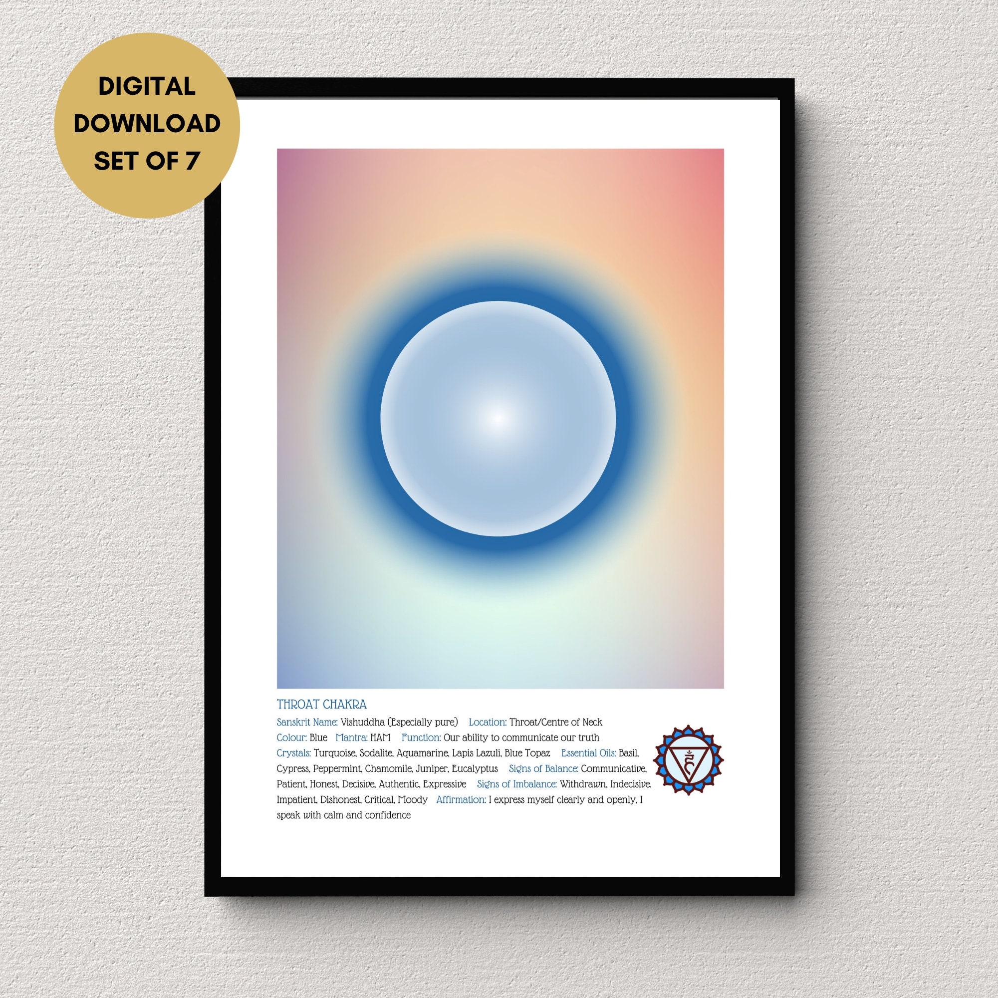 7 Chakra Poster Set, Digital Download, Chakra Print, Chakra Poster ...